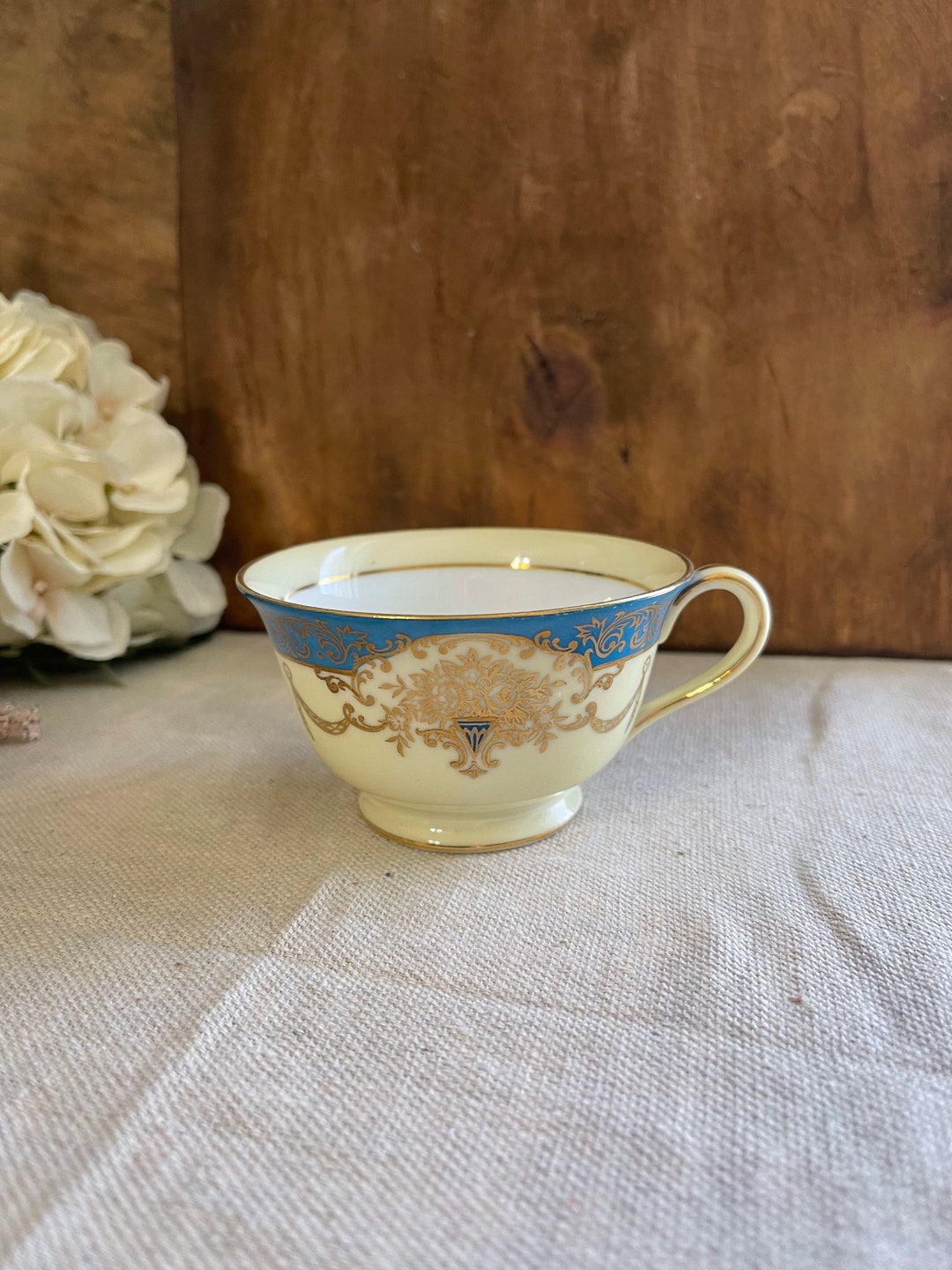 Vintage Morimura Noritake Hand Painted Japan Blue & Gold Floral Tea Cup ...