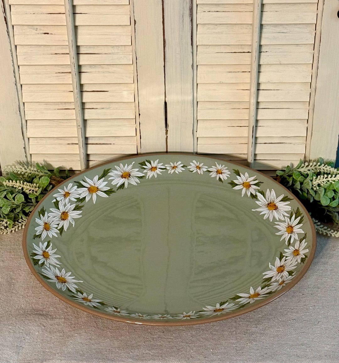 VTG Taylor, Smith & Taylor Lazy Daisy Oval Platter // Made in USA ...