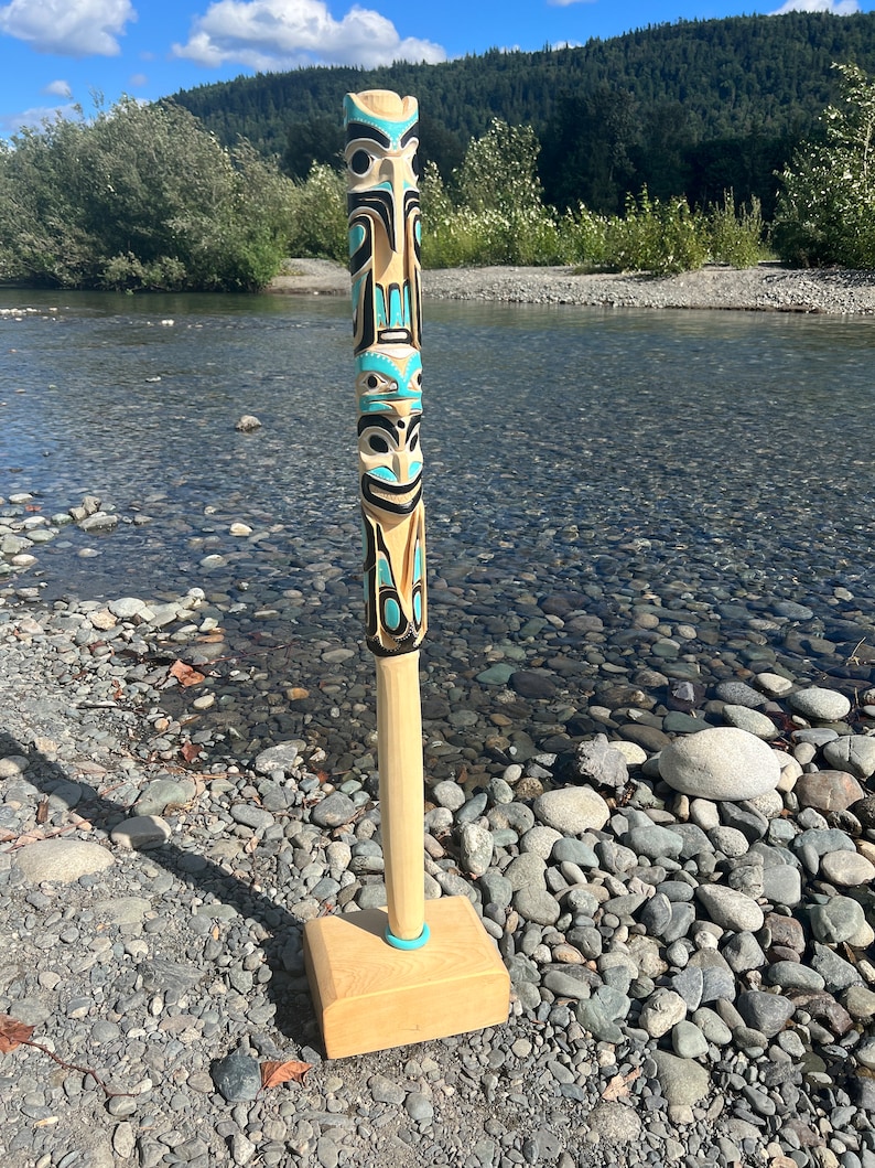 Indigenous Spiritual Talking Stick With Orca, Frog and Thunderbird ...
