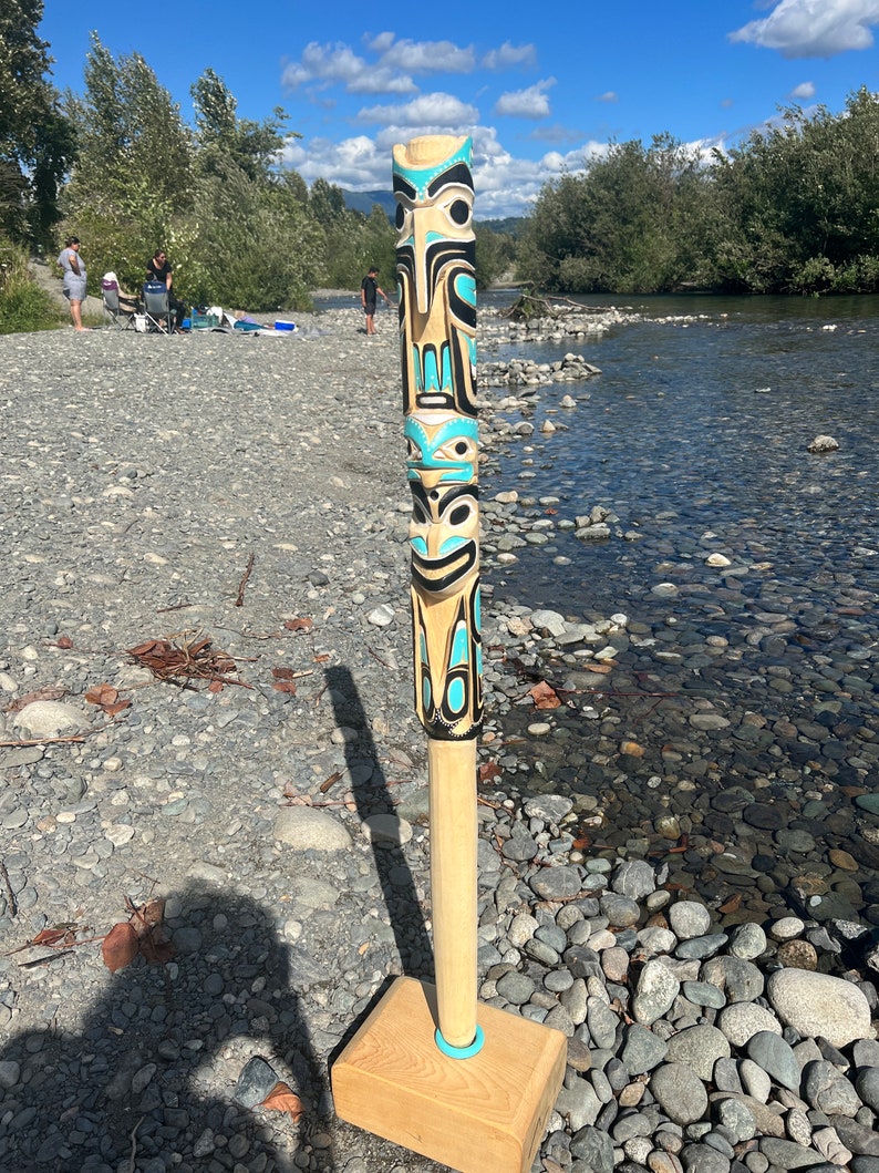 Indigenous Spiritual Talking Stick With Orca, Frog and Thunderbird ...