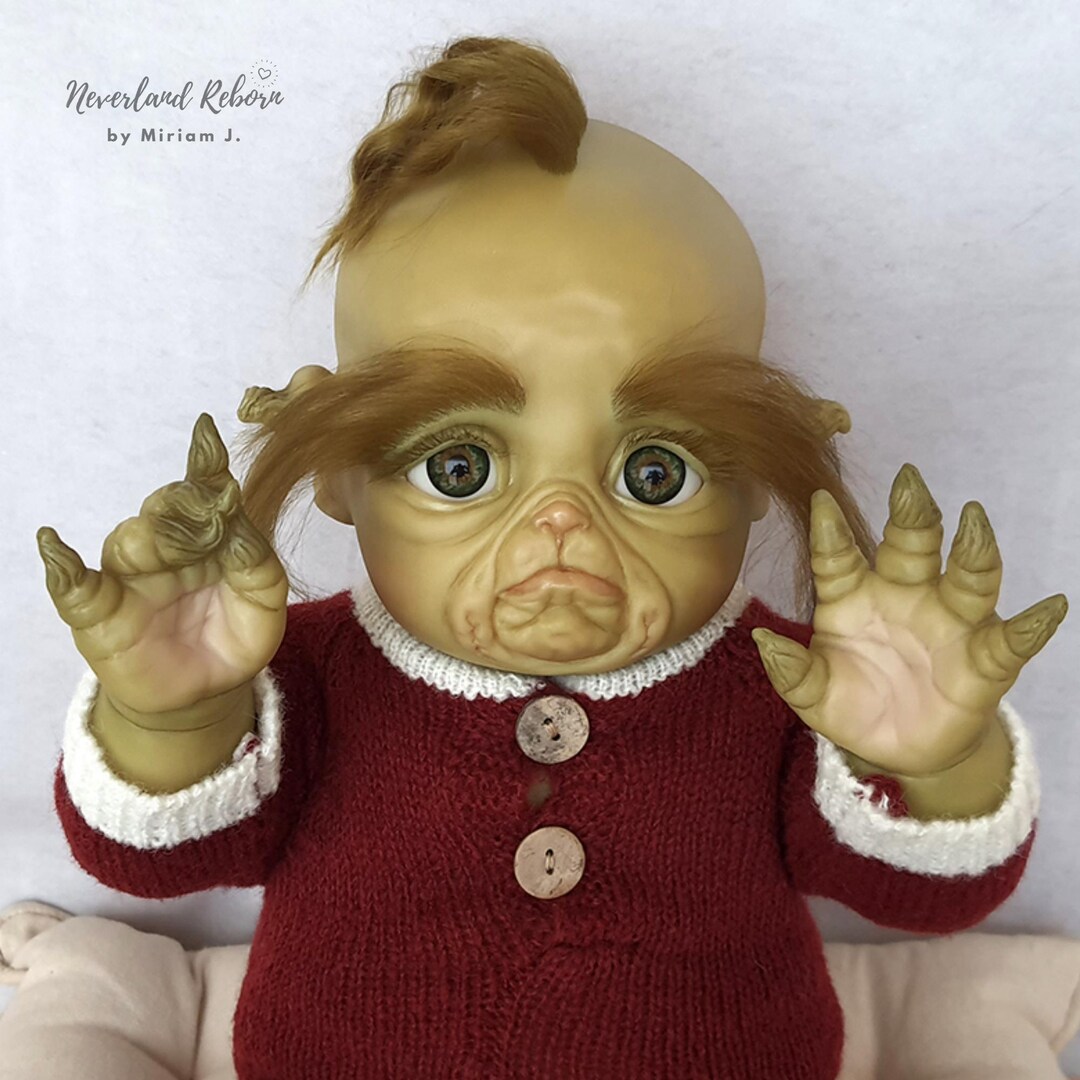 Grinch Reborn Baby Doll Jolly by Cindy Musgrove, Hand-painted Christmas ...
