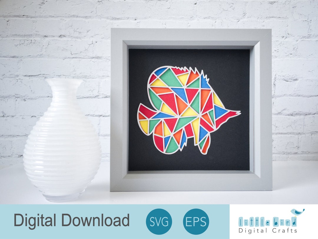 Layered Tropical Fish SVG, Geometric Sea Animals SVG for 3d Box Frame ...