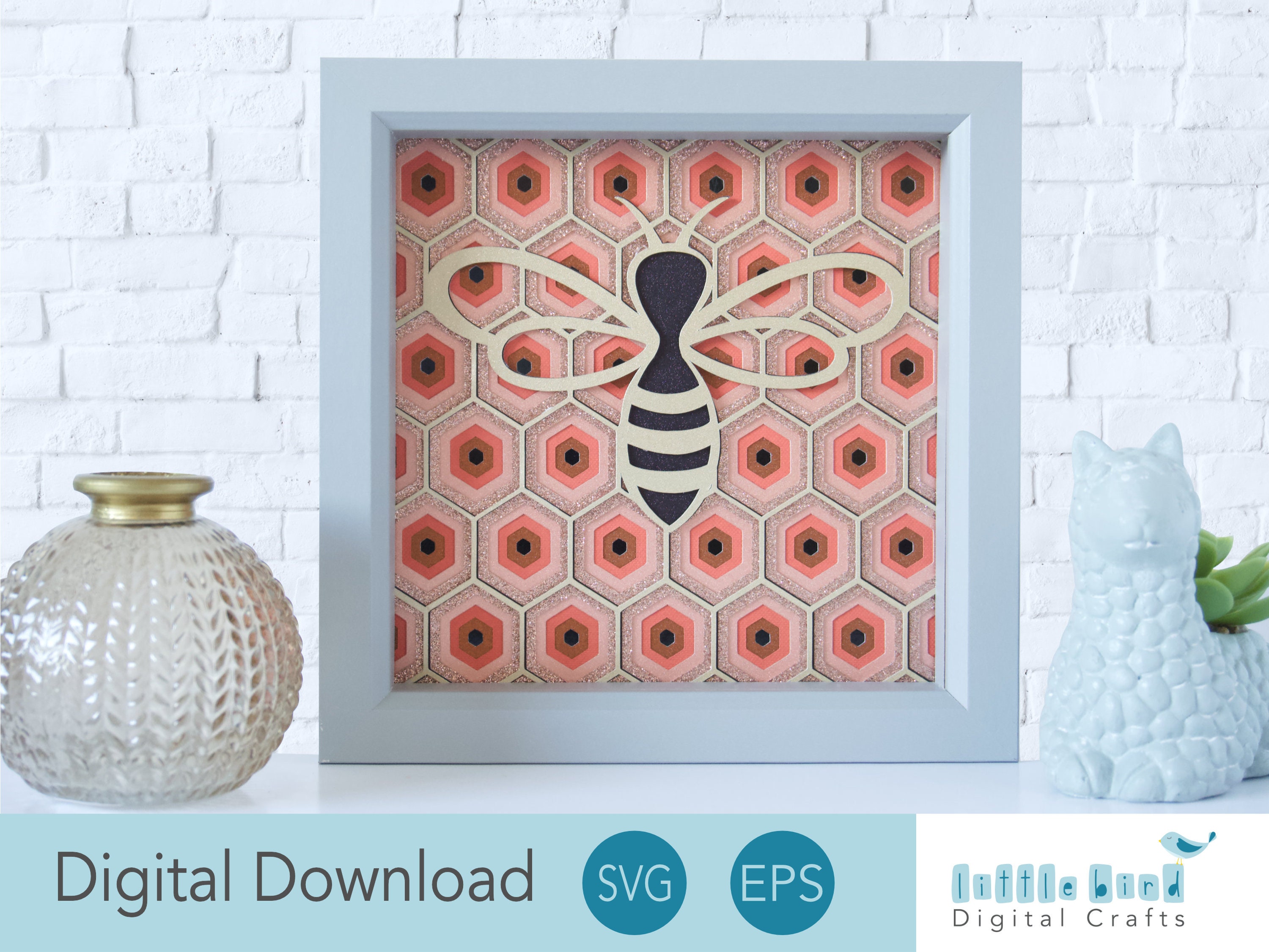3D Bee Shadow Box SVG, Bee Lover Gift, Layered Shadow Box SVG Cricut ...