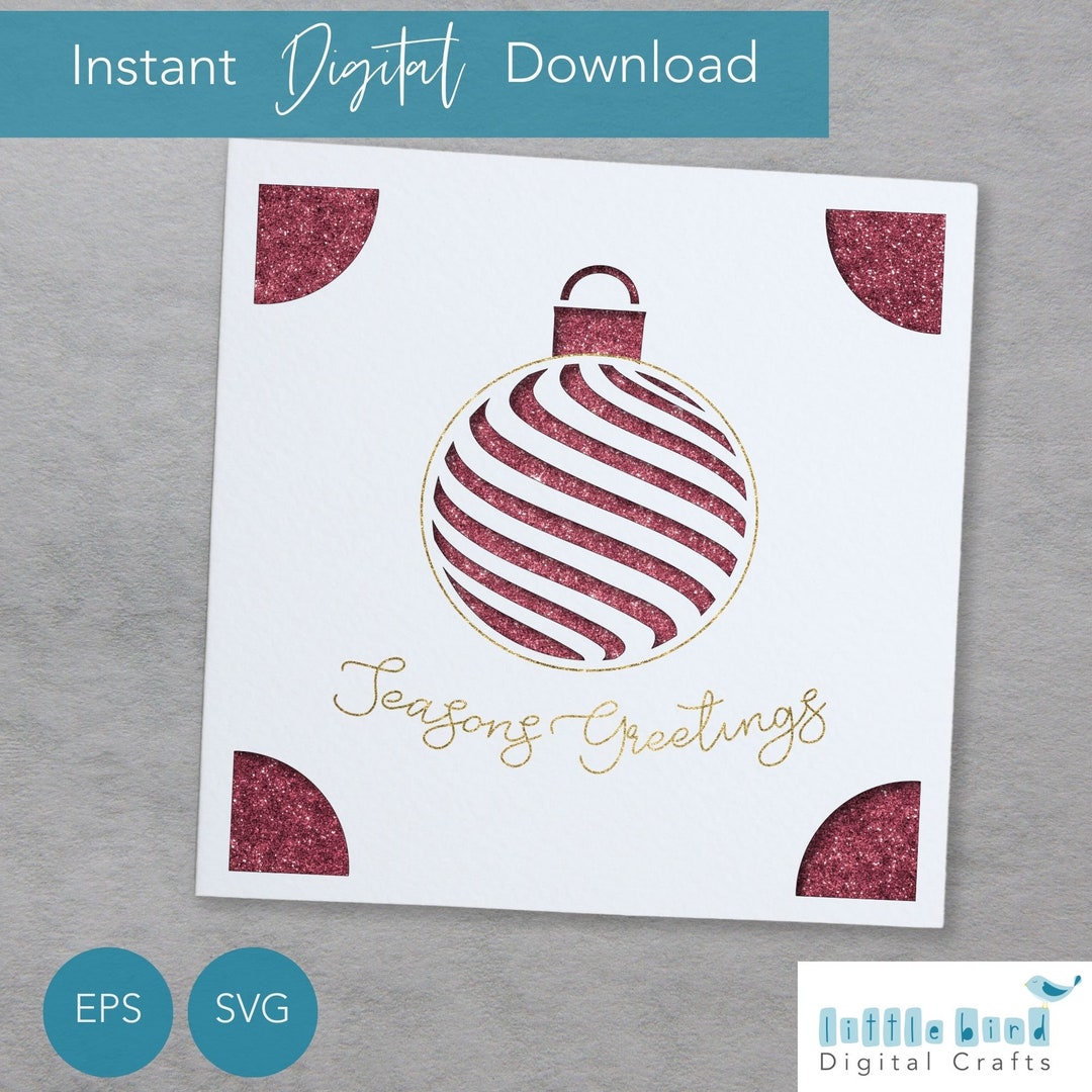 Christmas Bauble SVG Card, Christmas Ornament SVG, S40 Cricut Insert ...