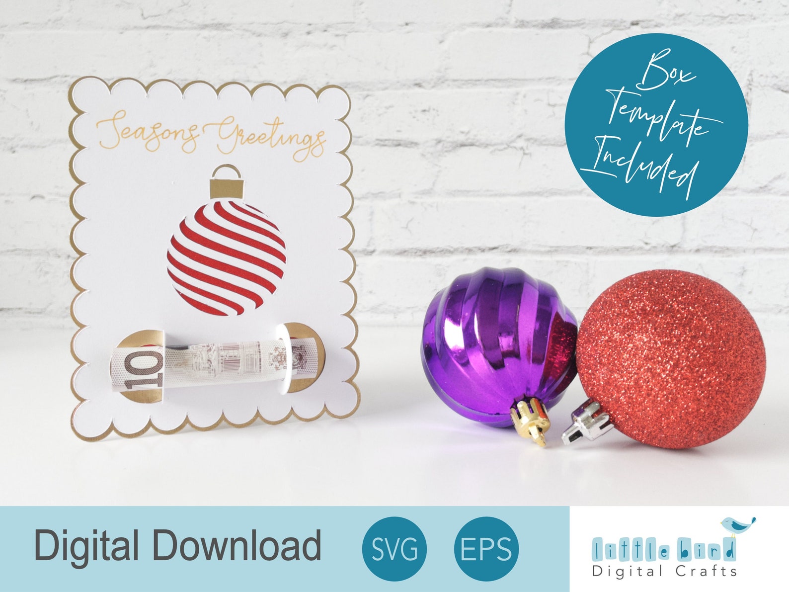 Money Holder Card SVG for Christmas Christmas Bauble SVG Gift - Etsy
