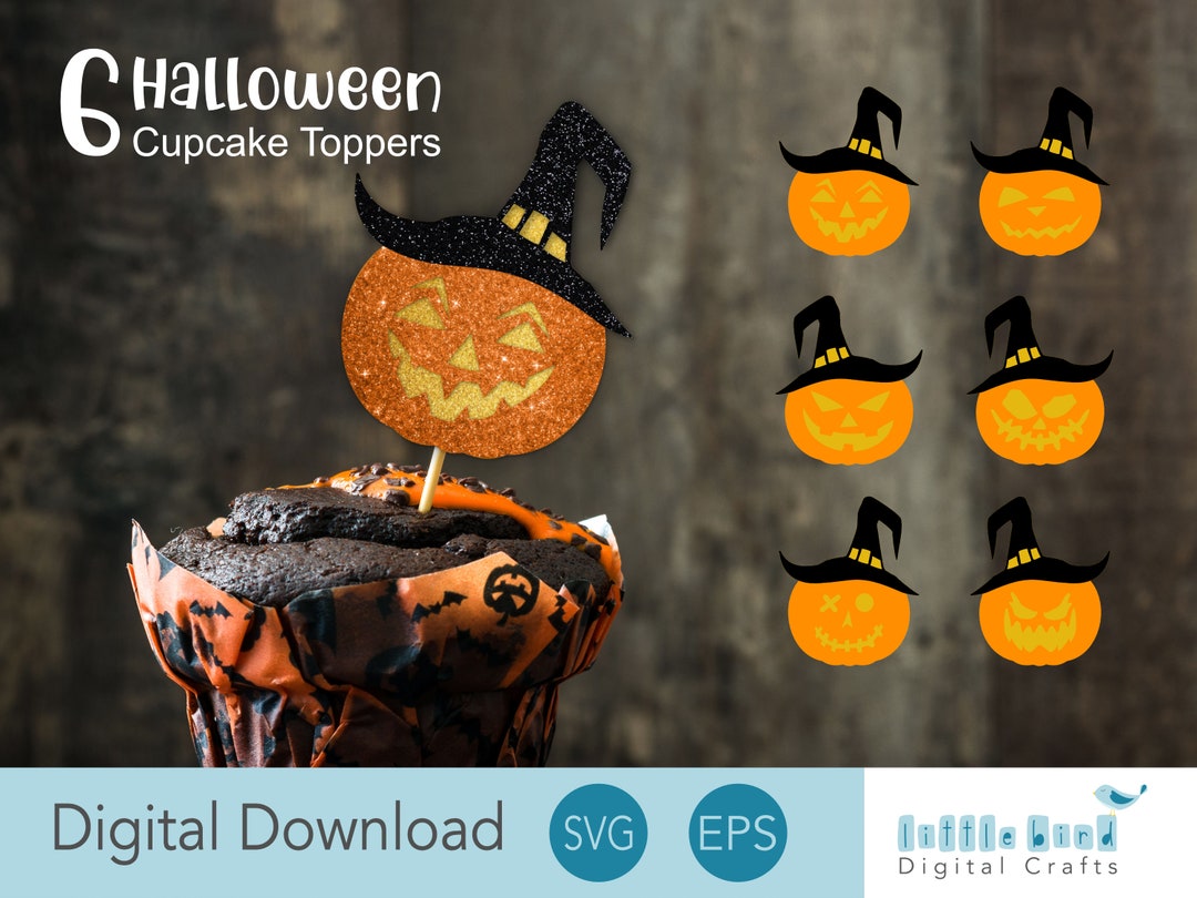 Halloween Cupcake Topper SVG Bundle, DIY Spooky Cake Decorations SVG ...
