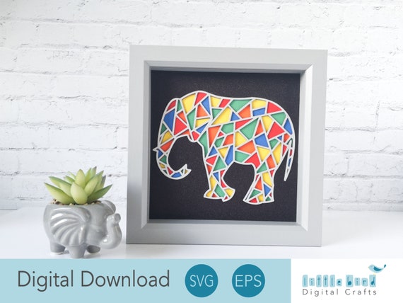 Layered Elephant SVG Geometric Elephant SVG for Shadow Box - Etsy