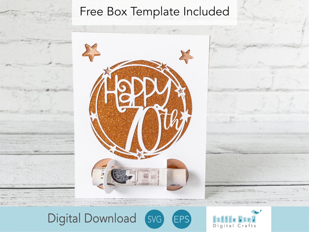 Happy 70th Birthday SVG, Age 70 Money Holder SVG, Money Card SVG With ...