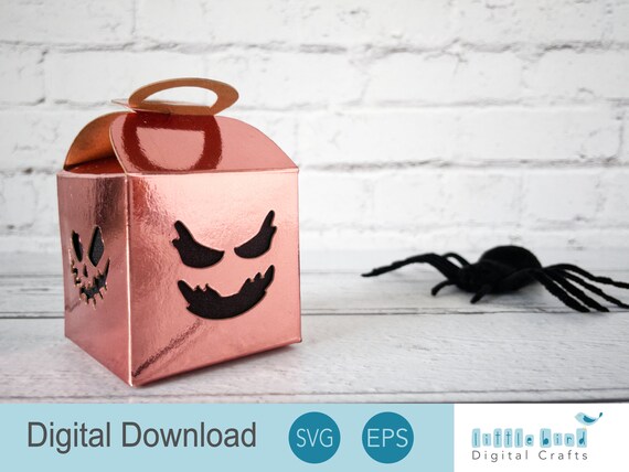 Halloween Pumpkin Treat Box SVG Box Template With Pumpkin - Etsy