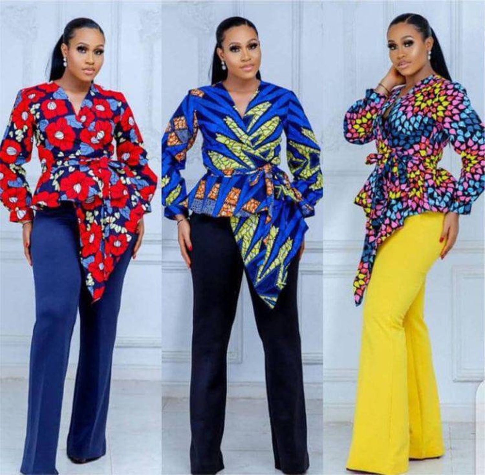 African Print Blouse Fit &flare African Clothing Long - Etsy
