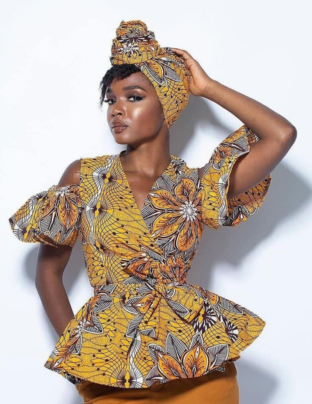 African Print Wrap Top, Peplum Tops for Women, Ankara Print, Ankara Top ...