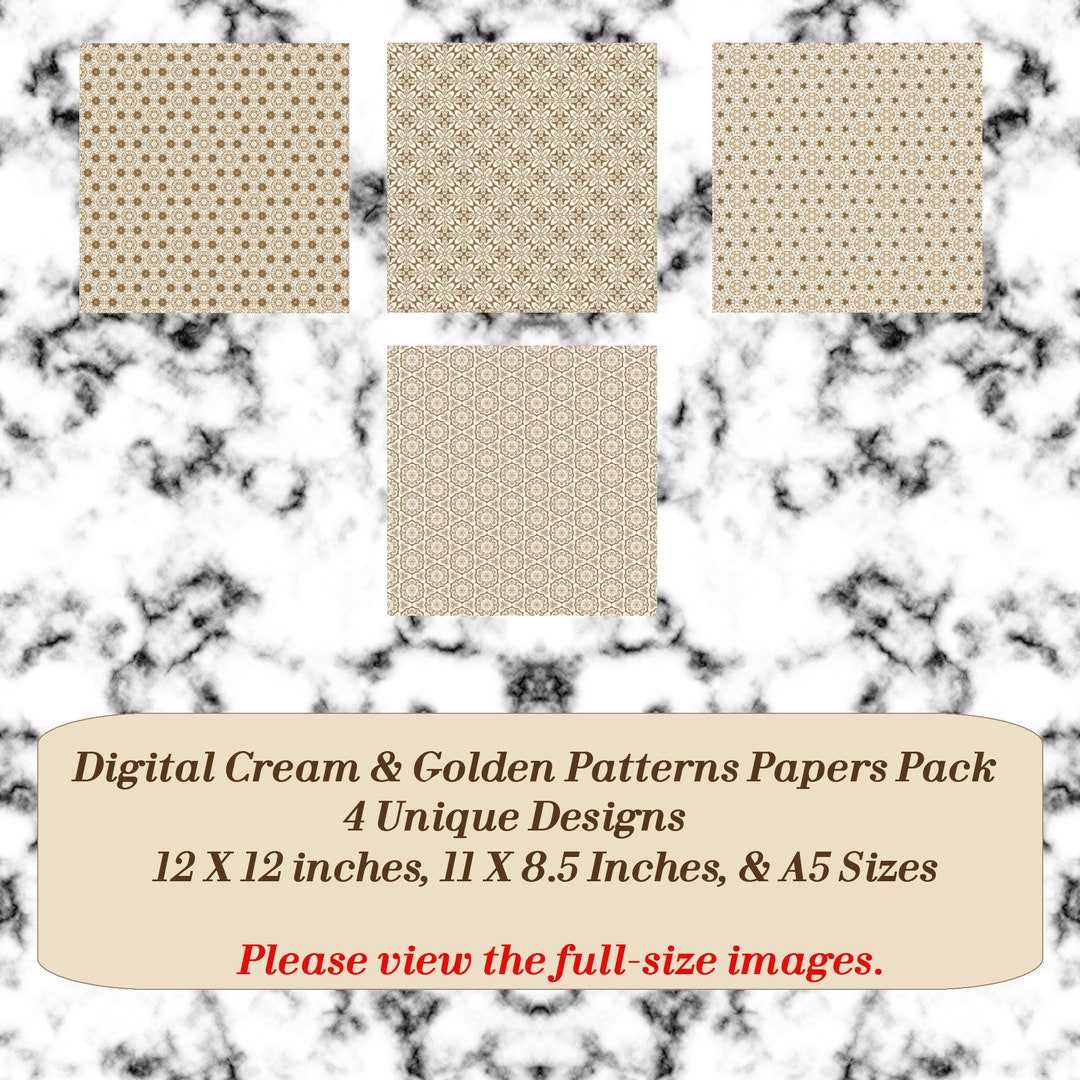 Digital Cream and Golden Patterns Paper Pack - Etsy