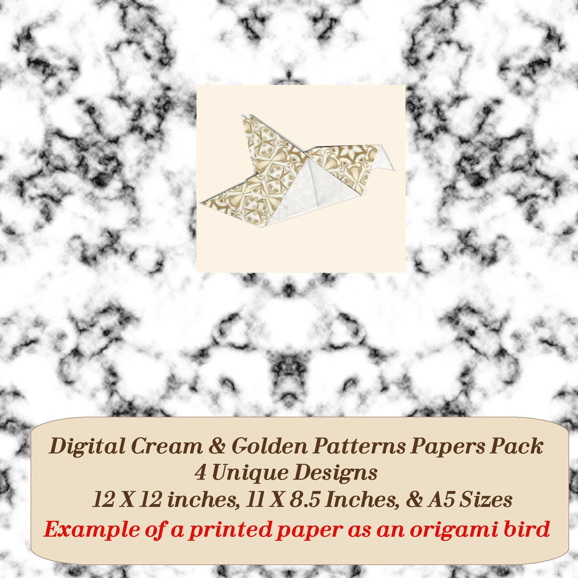 Digital Cream and Golden Patterns Paper Pack - Etsy