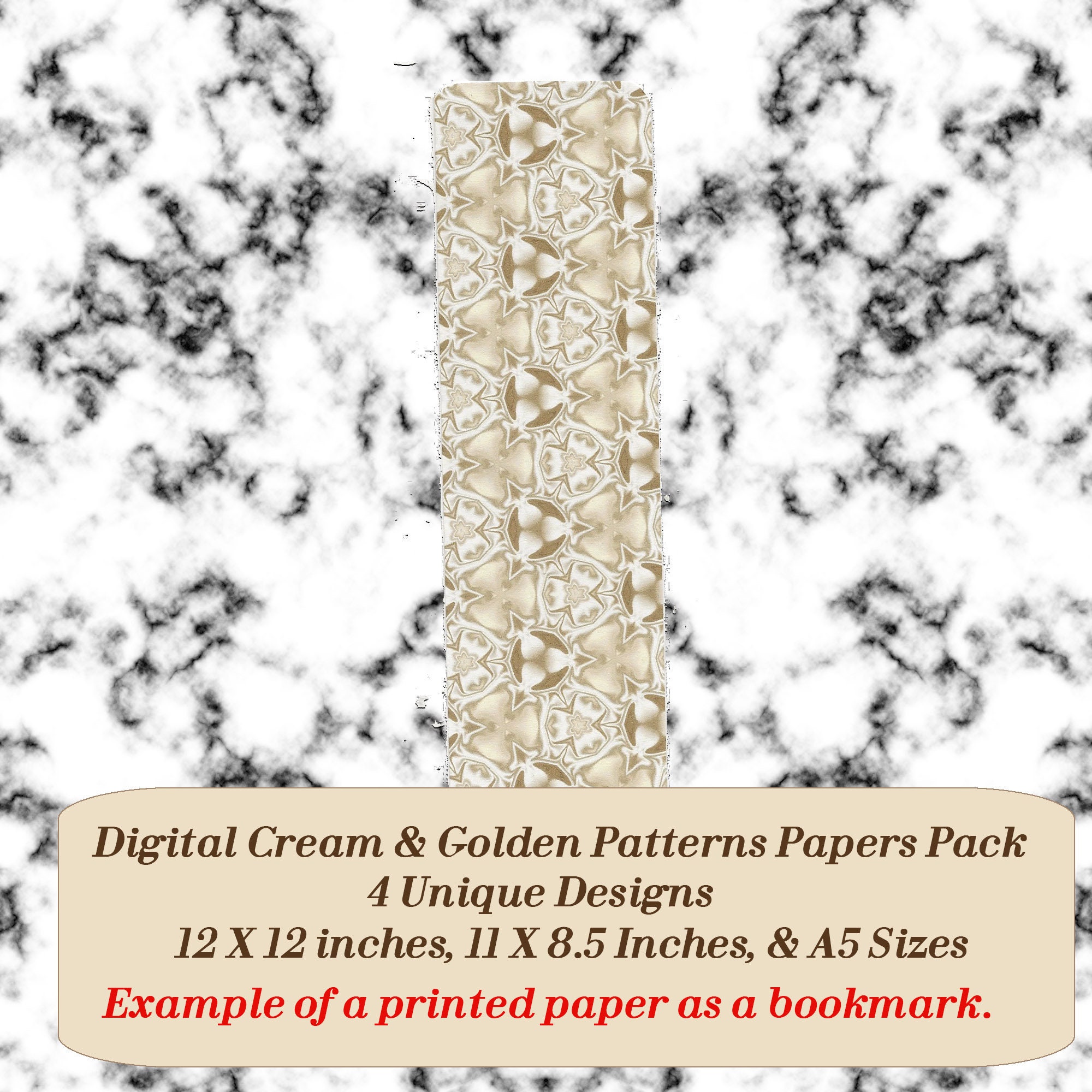 Digital Cream and Golden Patterns Paper Pack - Etsy