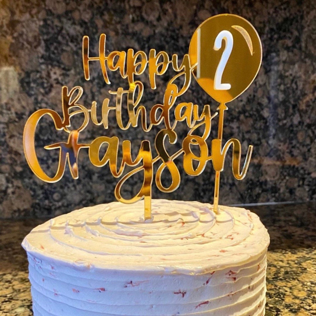 Happy Birthday Cake Topper + Balloon With Changable Numbers - Etsy