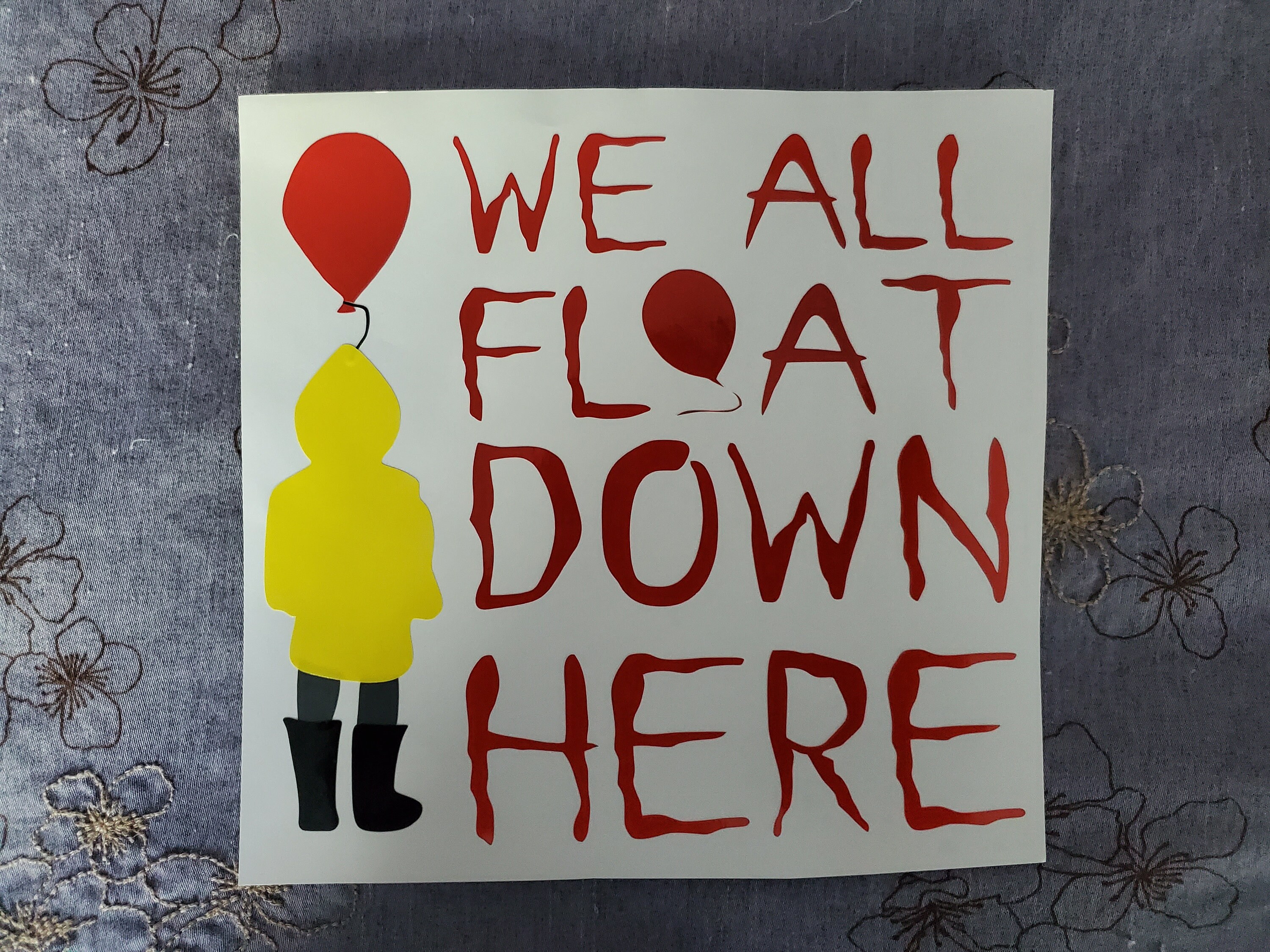 Window Decal - We All Float Down Here - IT - Pennywise- Laptop ...
