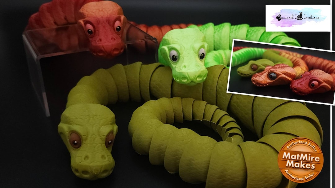 3D Printed Multi Color Python - Nope Rope - Snake Gift - Wedding ...