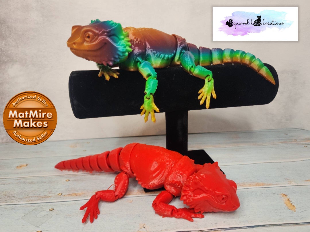 3D Printed Bearded Dragon Lizard Present Authorized Seller Articulated ...