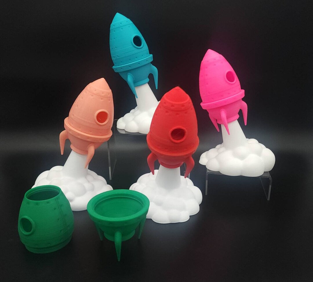 3D Printed Medium Rocket Storage - Desk Accessory for Kid's Room Space ...