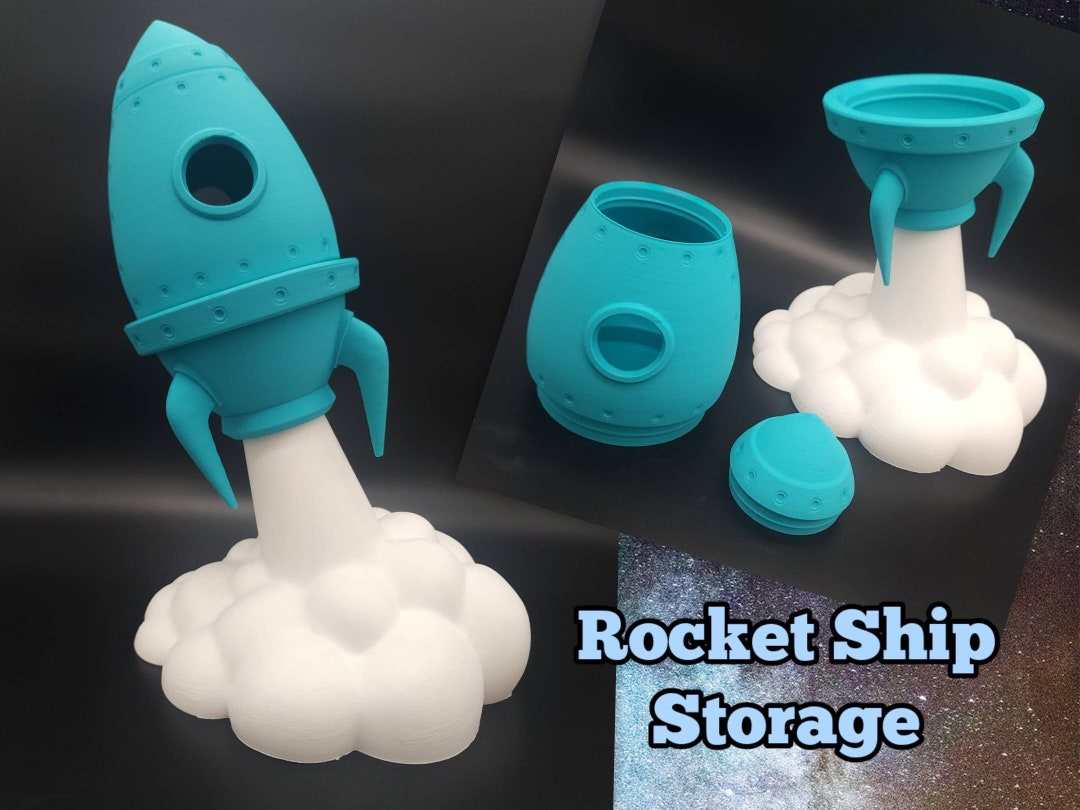 3D Printed Rocket Storage - Desk Accessory for Kid's Room Space NASA ...