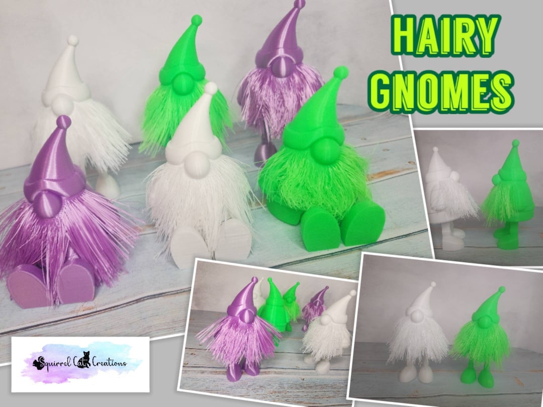 3D Printed Hairy Gnome Christmas With Moving Legs and Hairy Like Beard ...