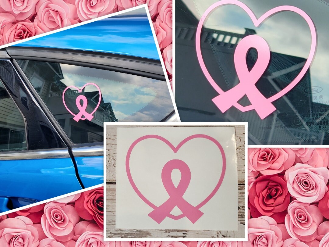 Window Decal Breast Cancer Awareness Heart With Ribbon October Fighter ...