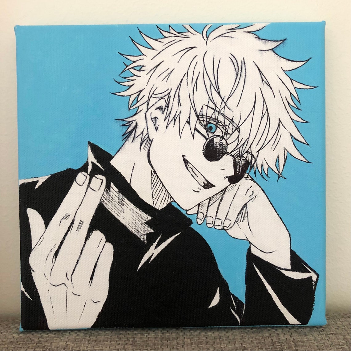 Acrylic Stretched Canvas Painting Manga Style Gojo Satoru | Etsy