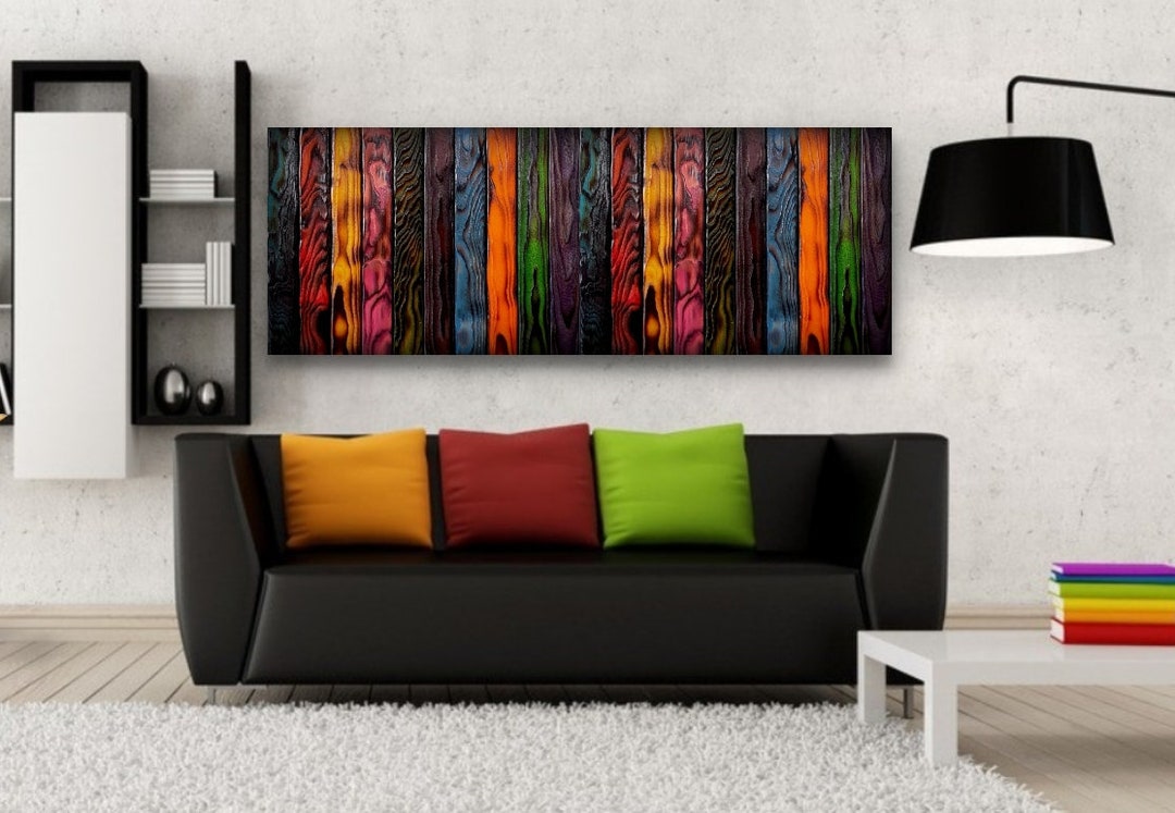 Yakisuki Japanese Burnt Tree Wall Art, Colorful Wooden Wall Plaque ...