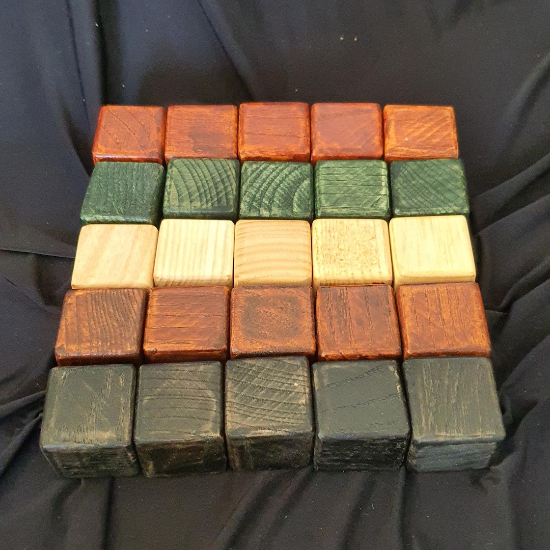 Wooden Cubes Set Multicoloured Toy for Children Cubes Handmade Eco ...