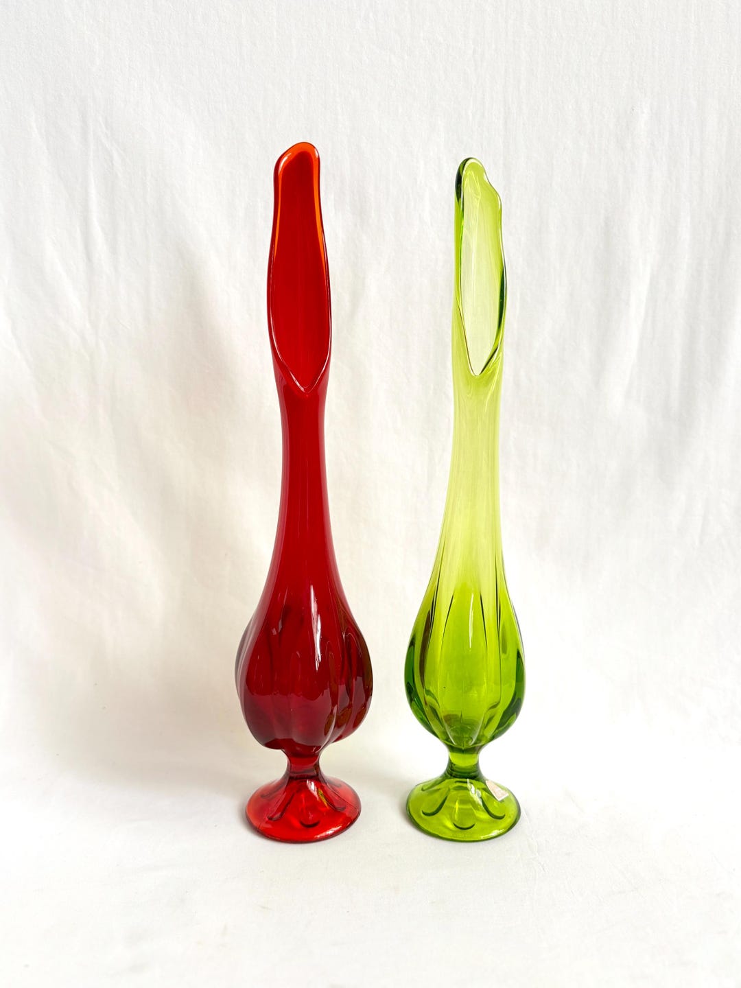 Viking Epic Six Petal Swung Glass Vase, 17" Tall, Ruby or Avocado - Etsy