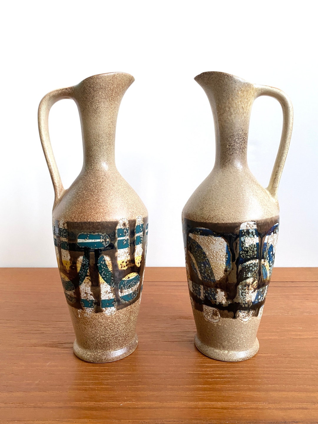 Pair Lapid Israel Pottery Vases, Ewers, Mid Century Pottery - Etsy