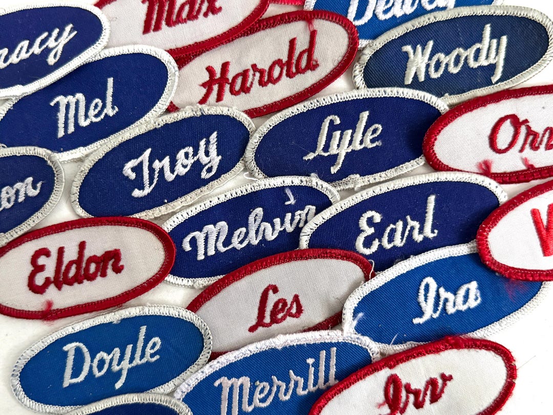 Vintage Embroidered Fabric Name Patches, Oval Uniform Name Patches - Etsy