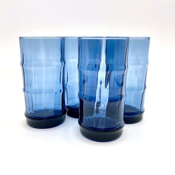 Drinkware Set of 5 Libbey Blue Tiki Bar Bamboo Highball Glasses Home ...