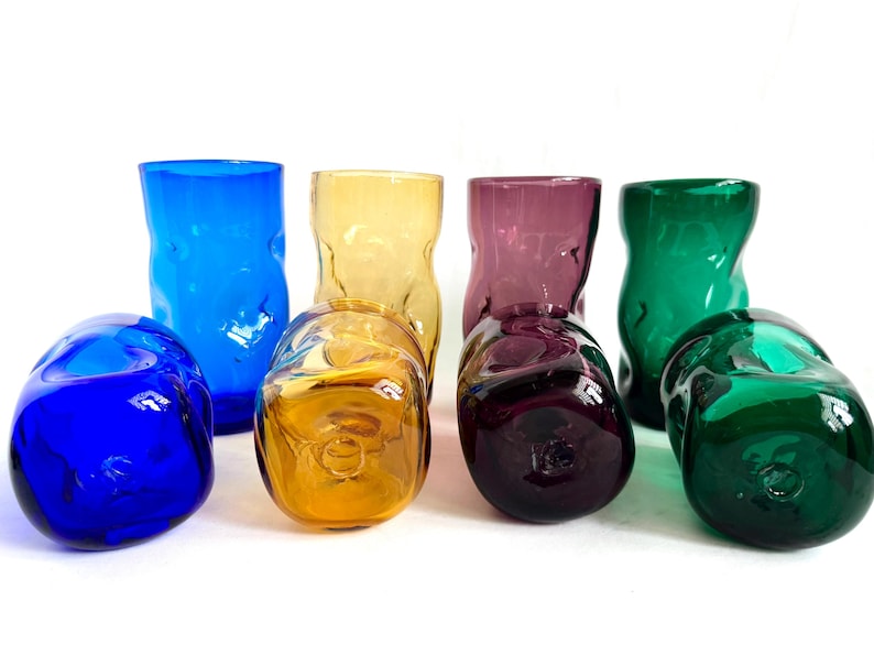 Blenko Dimple Glasses 418L and 418S - Etsy