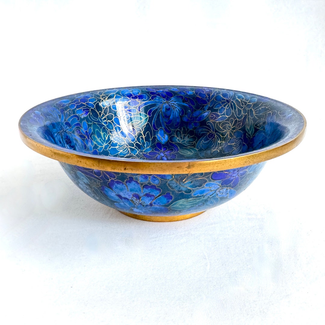 Zi Jin Cheng Cloisonne Bowl, Cobalt Blue Chrysanthemum - Etsy