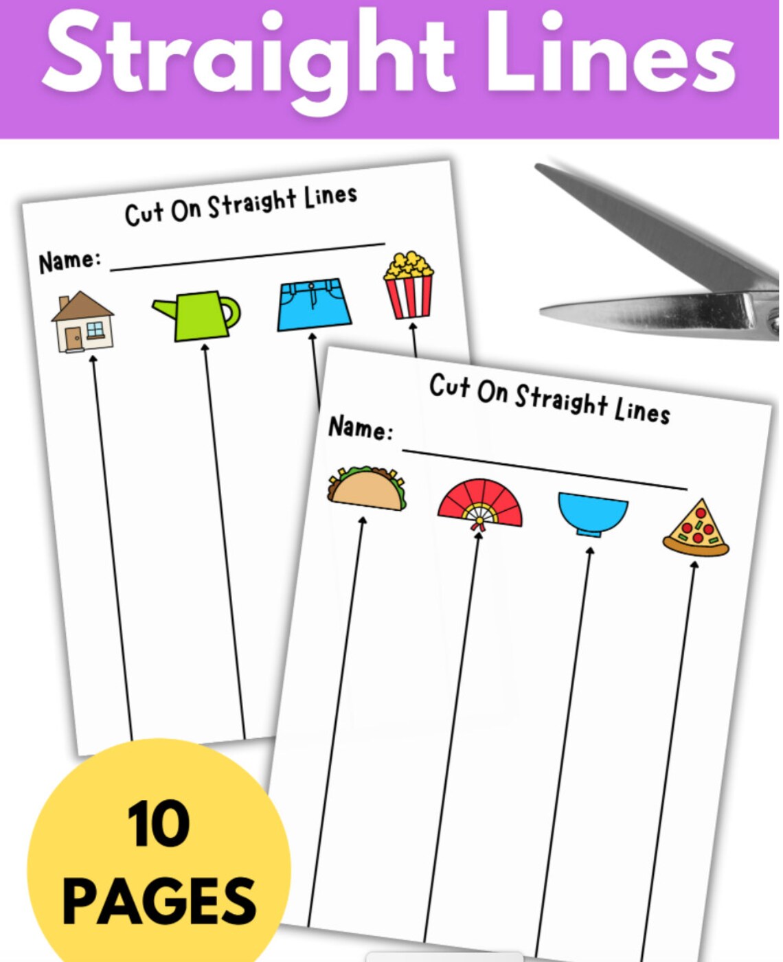 Scissor Cutting Packet: Straight Lines for Preschool/pre-k/ Childcare ...