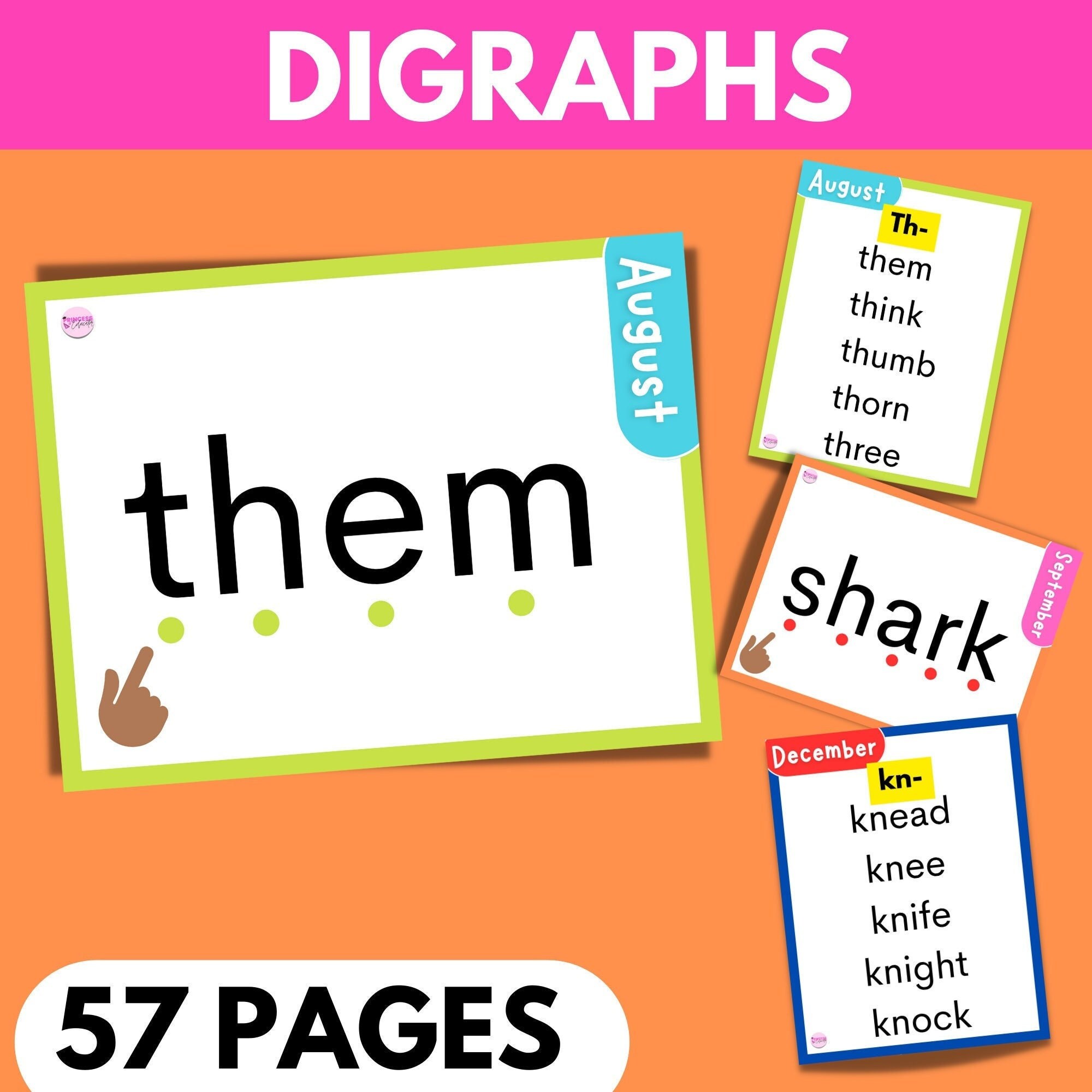 Digraphs Cards Set for Preschoolers Curriculum Early Literacy ...