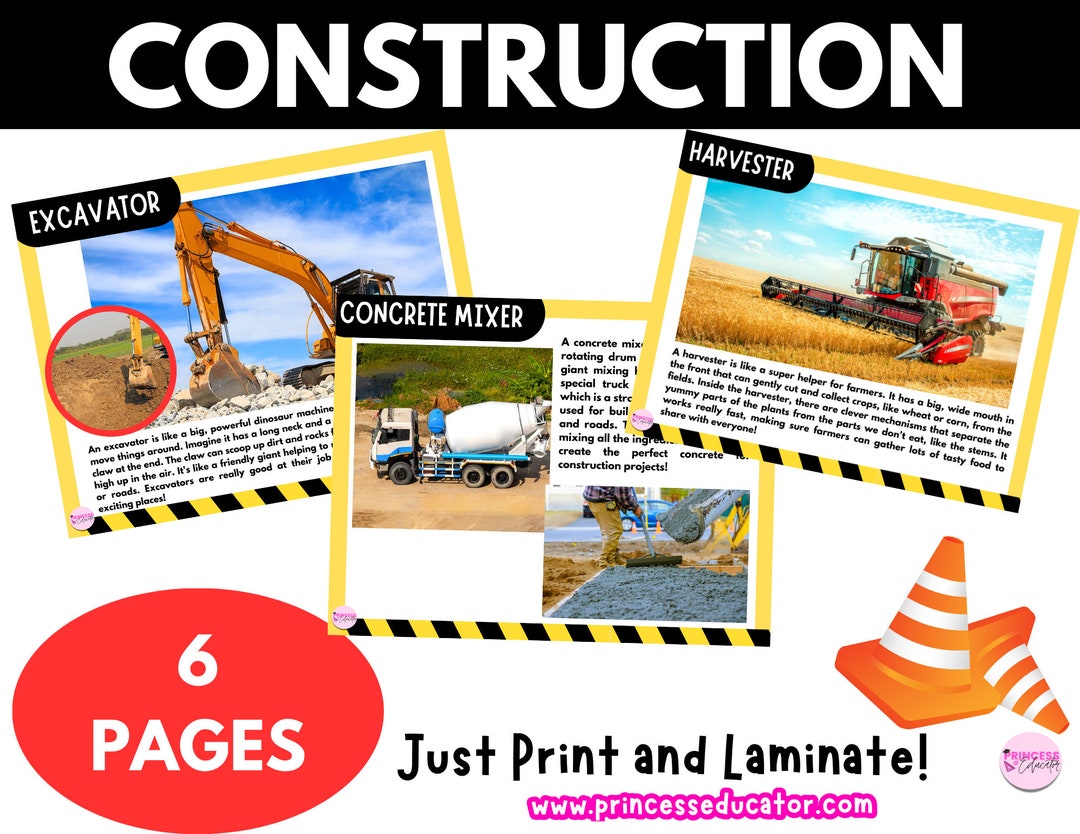 Construction Learning Cards - Etsy
