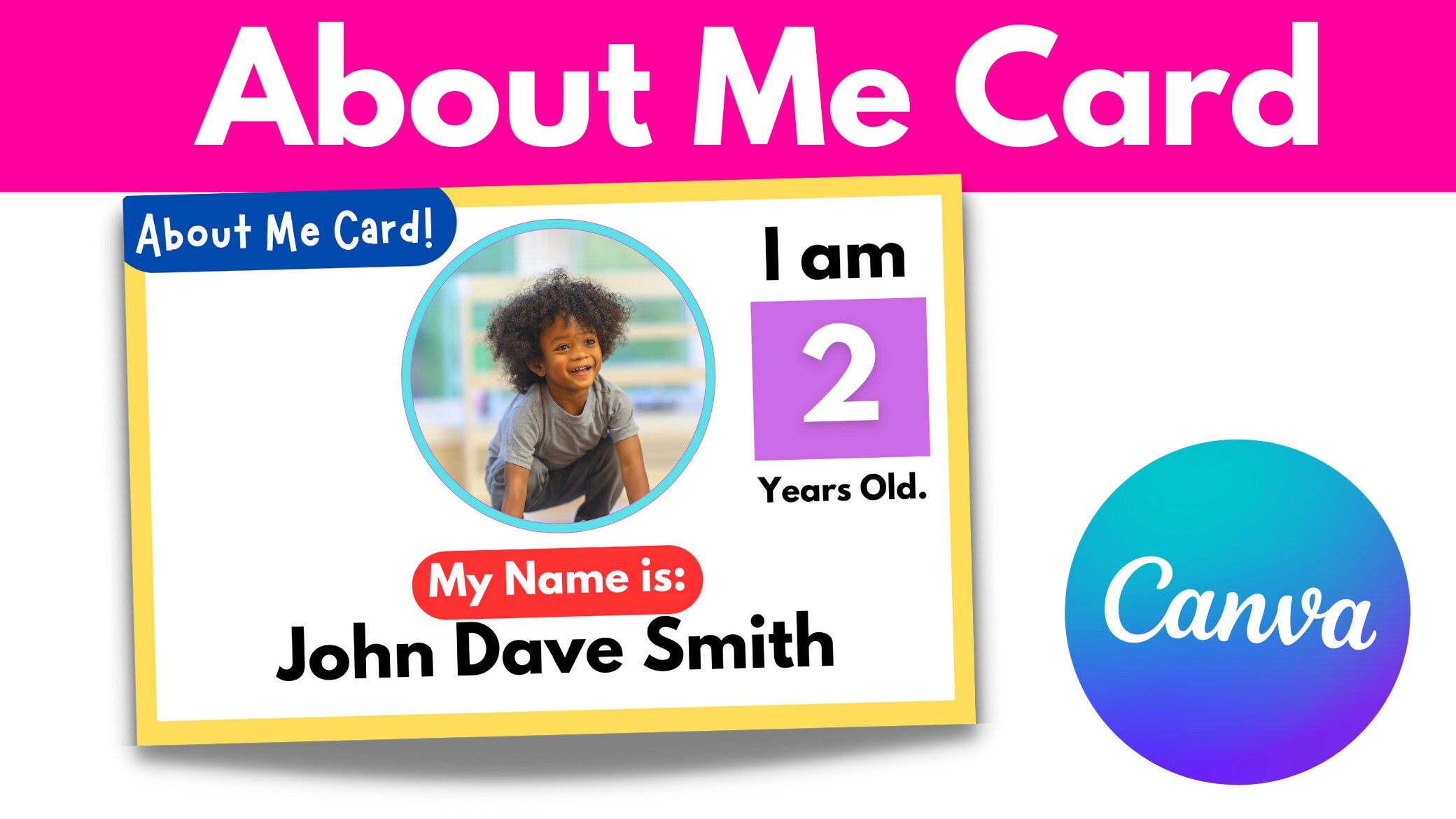 About Me Card Template (editable) Canva Life Skills for Preschoolers - Etsy