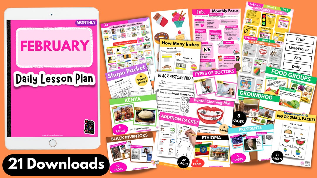 February Preschool Curriculum Daily Lesson Plans for Childcare and ...