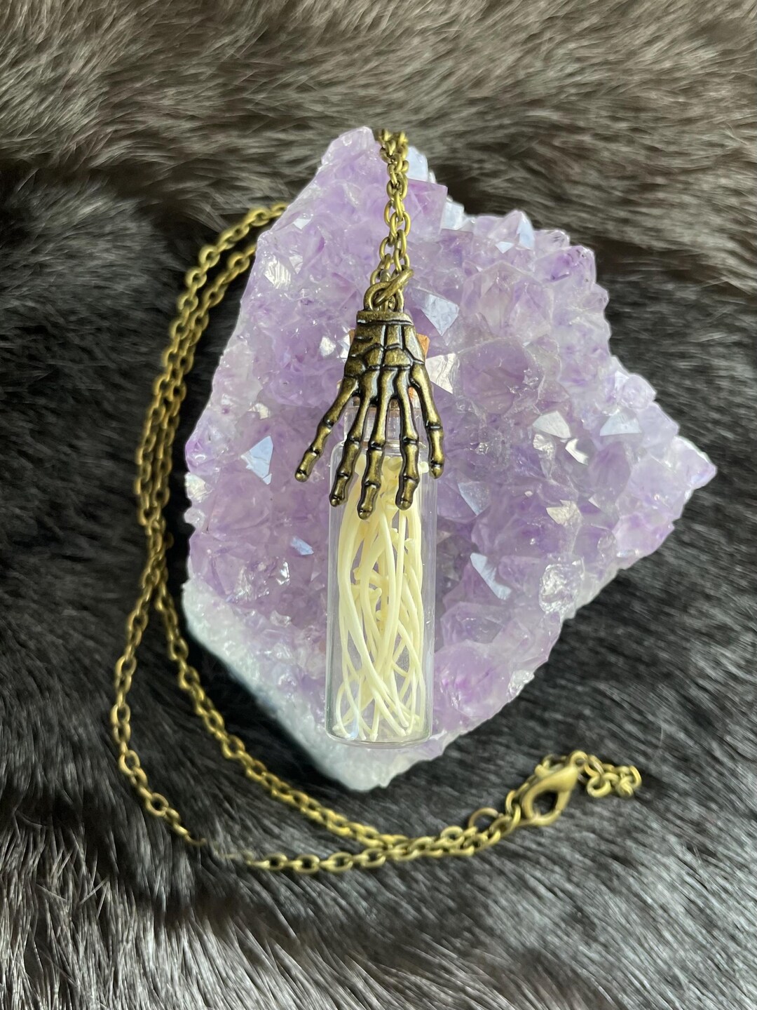 Glass Vial Necklace With Snake Ribs - Etsy