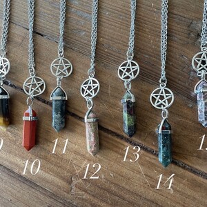 Crystal Point and Silver Pentacle Necklace Choose Your Gemstone ...