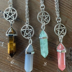 Crystal Point and Silver Pentacle Necklace Choose Your - Etsy