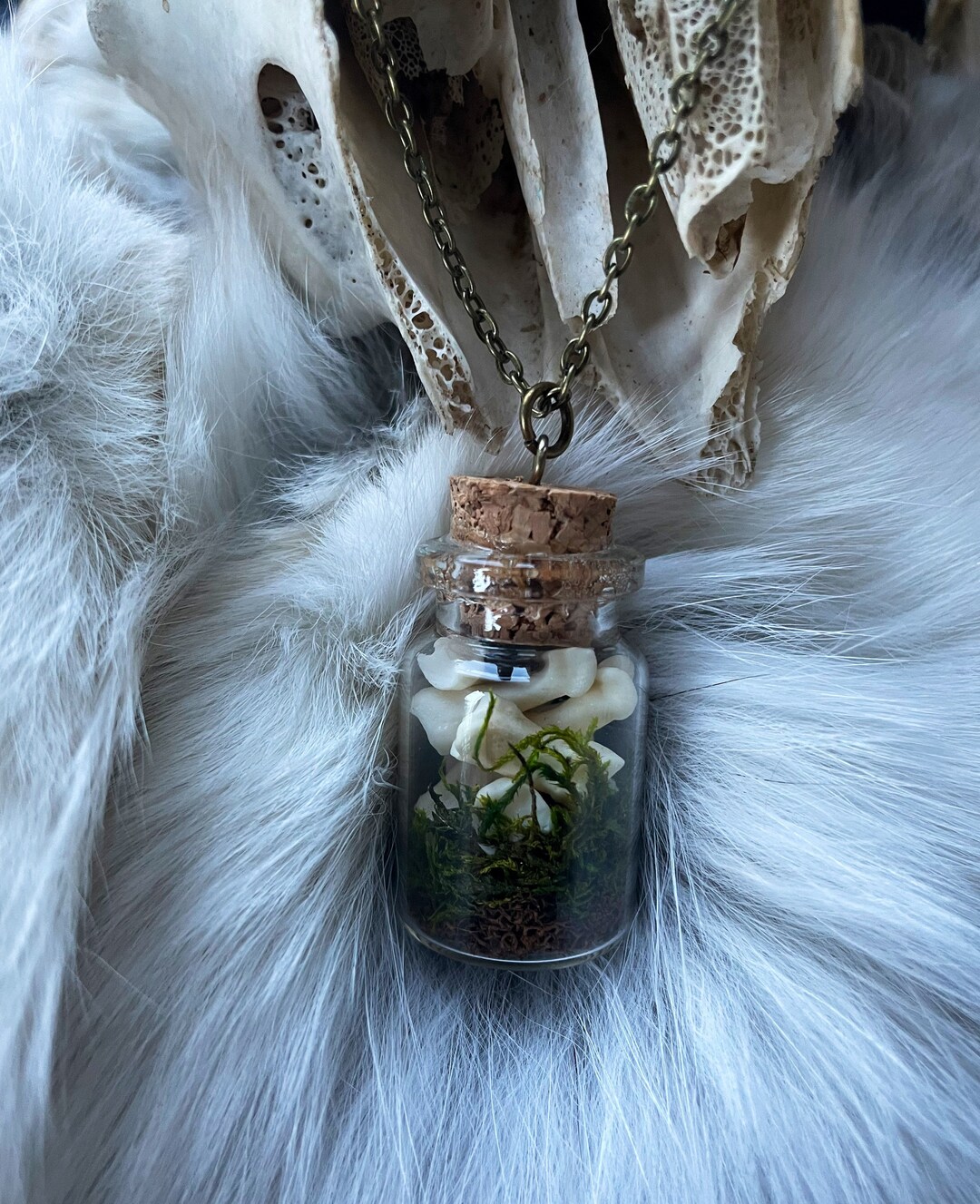 Large Dark Forest Necklace With Coyote Bones - Etsy
