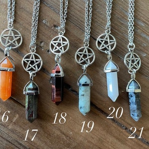 Crystal Point and Silver Pentacle Necklace Choose Your - Etsy