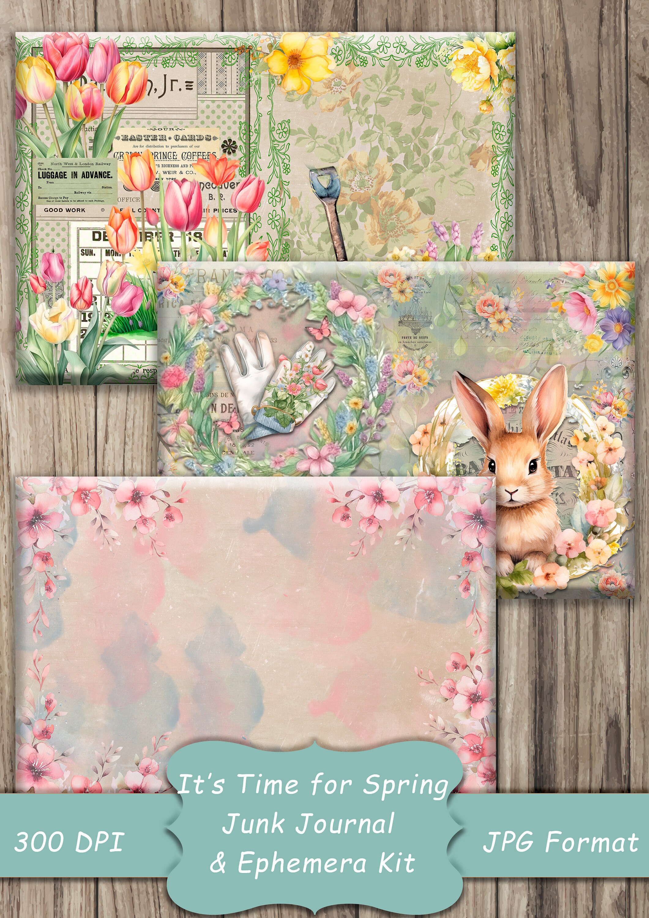 Spring Junk Journal, Printable, Digital Download, Vintage, Garden ...