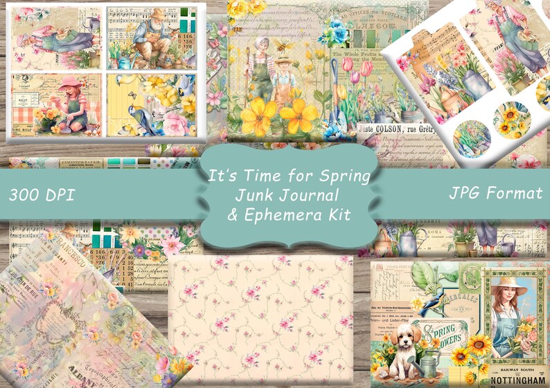 Spring Junk Journal, Printable, Digital Download, Vintage, Garden ...