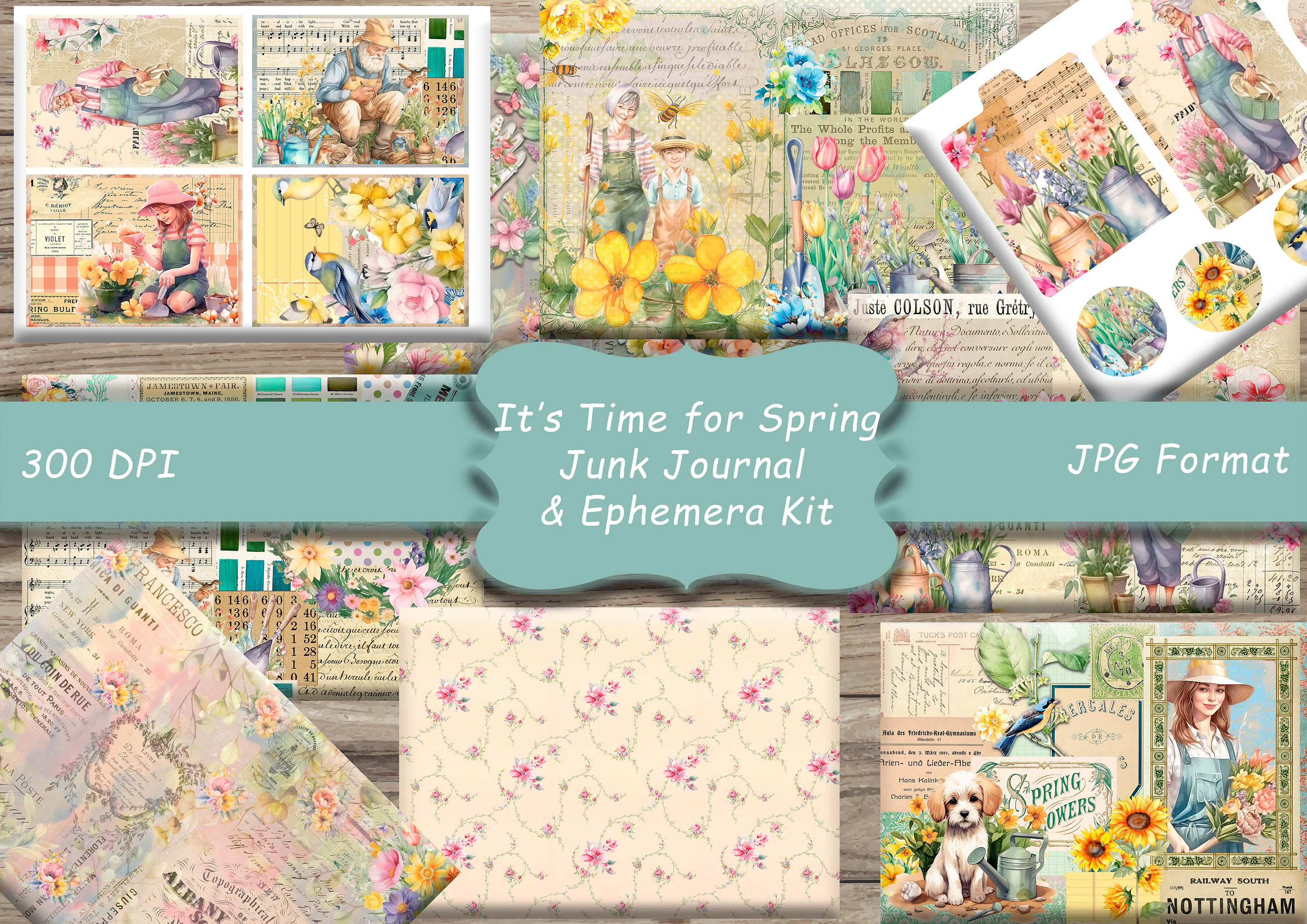 Spring Junk Journal, Printable, Digital Download, Vintage, Garden ...
