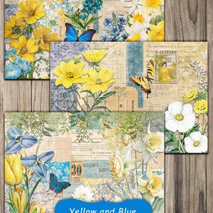 Yellow and Blue Bonanza Junk Journal and Ephemera Kit, Collage, Vintage ...