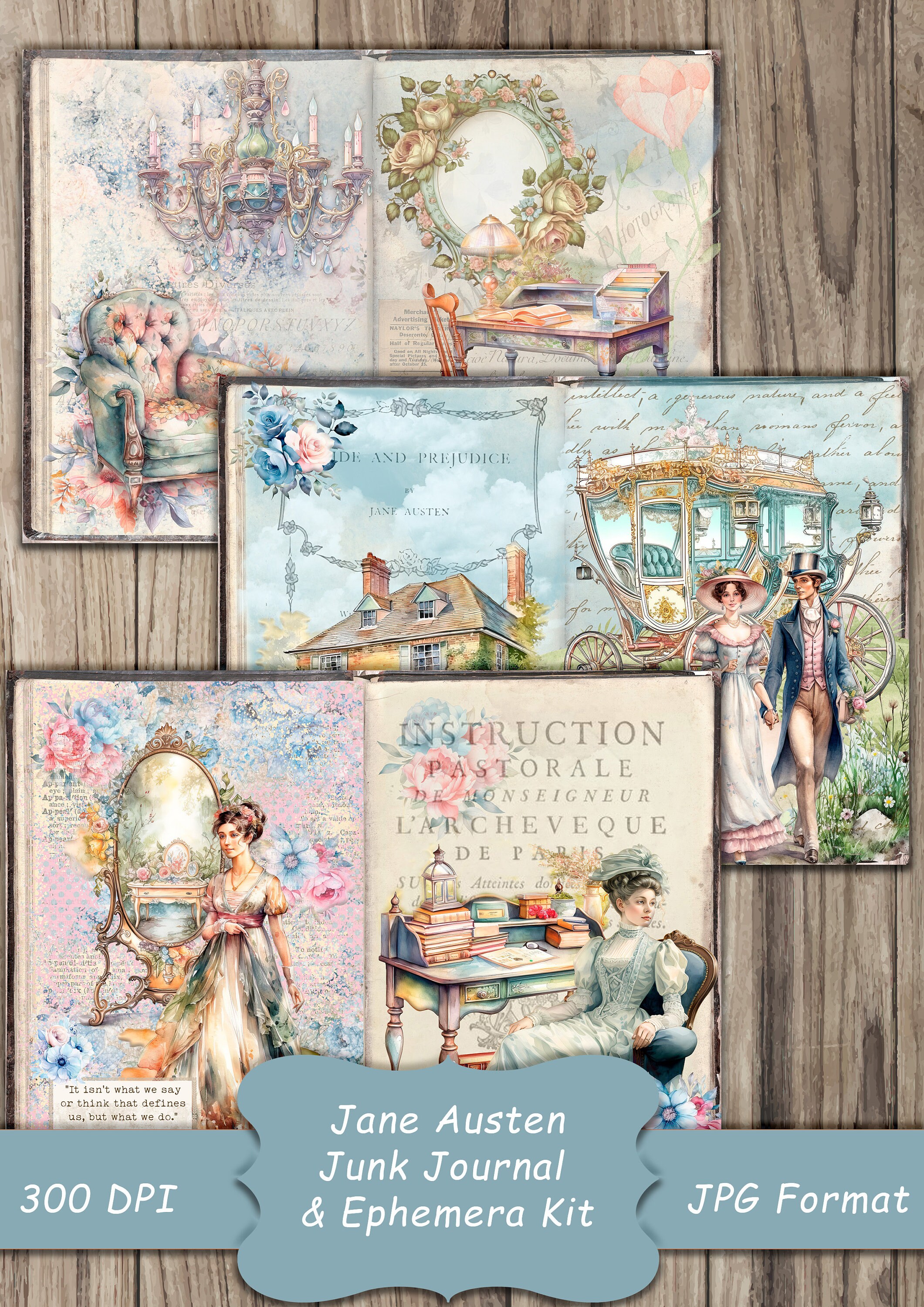 Jane Austen Junk Journal and Ephemera Kit,ollage, Paper,junk Journal ...